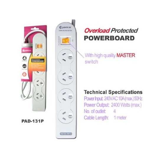 Power Board 4 Way with Switch
